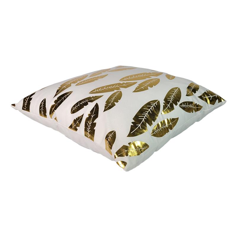 BUENOS AIRES BAZAR - Funda de Almohadón Hojas Negro y dorado